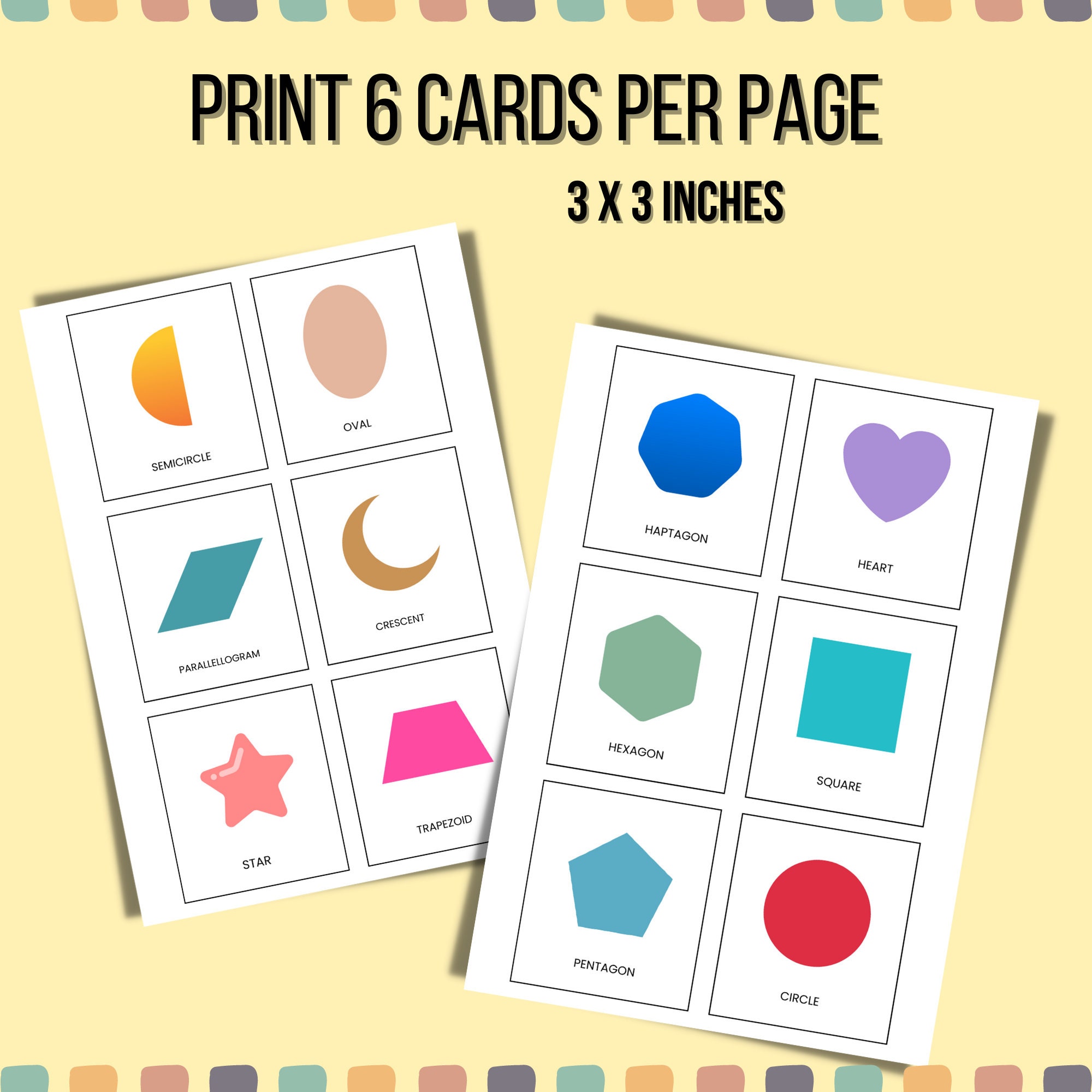 15 Shapes Flashcards Printable Flashcards Geometric Shapes Montessori ...