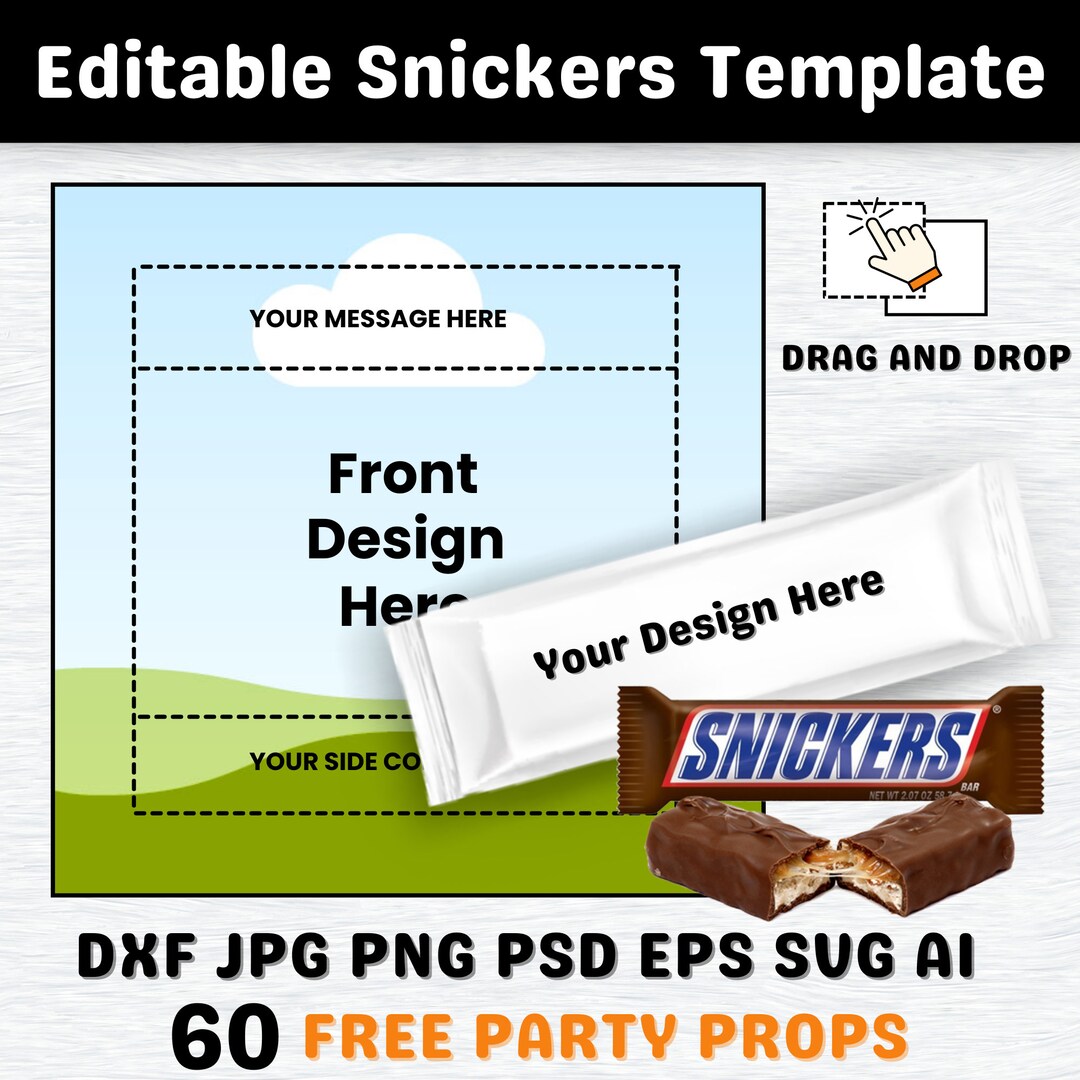 Editable Snickers Bar Template Chocolate Wrapper Template Party Favor ...