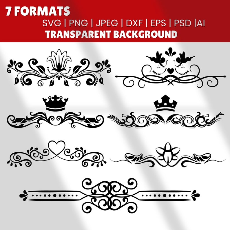 100 Decorative Elements SVG Design Elements SVG Flourishes SVG Swirls ...