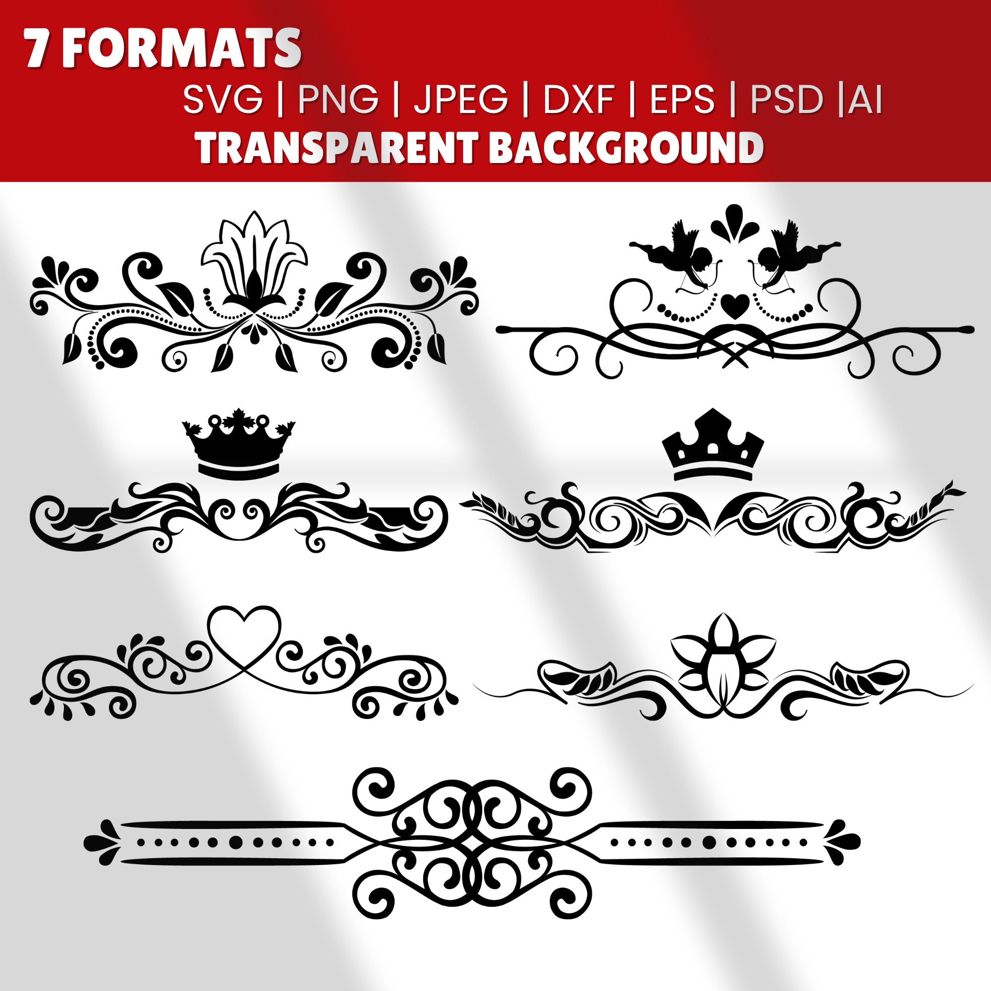 100 Decorative Elements SVG Design Elements SVG Flourishes SVG Swirls ...