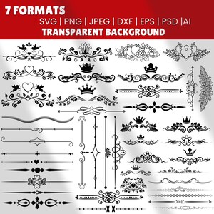 100 Decorative Elements SVG Design Elements SVG Flourishes SVG Swirls Svg Decorative Border Png ...