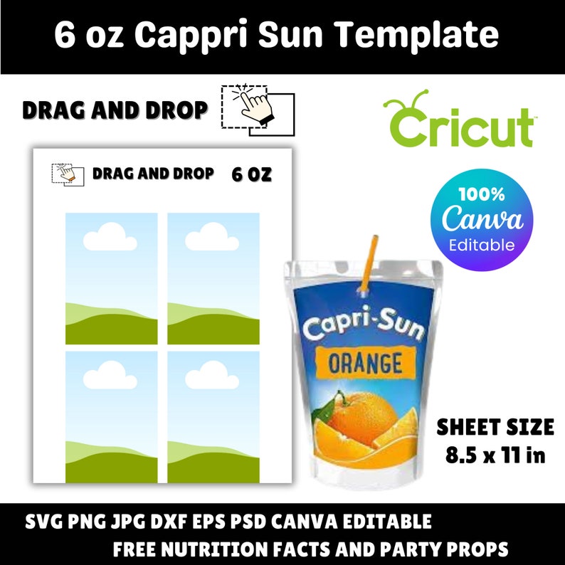 Caprisun Template Svg, Capri Sun Party Favor Mockups Bundle, Canva ...