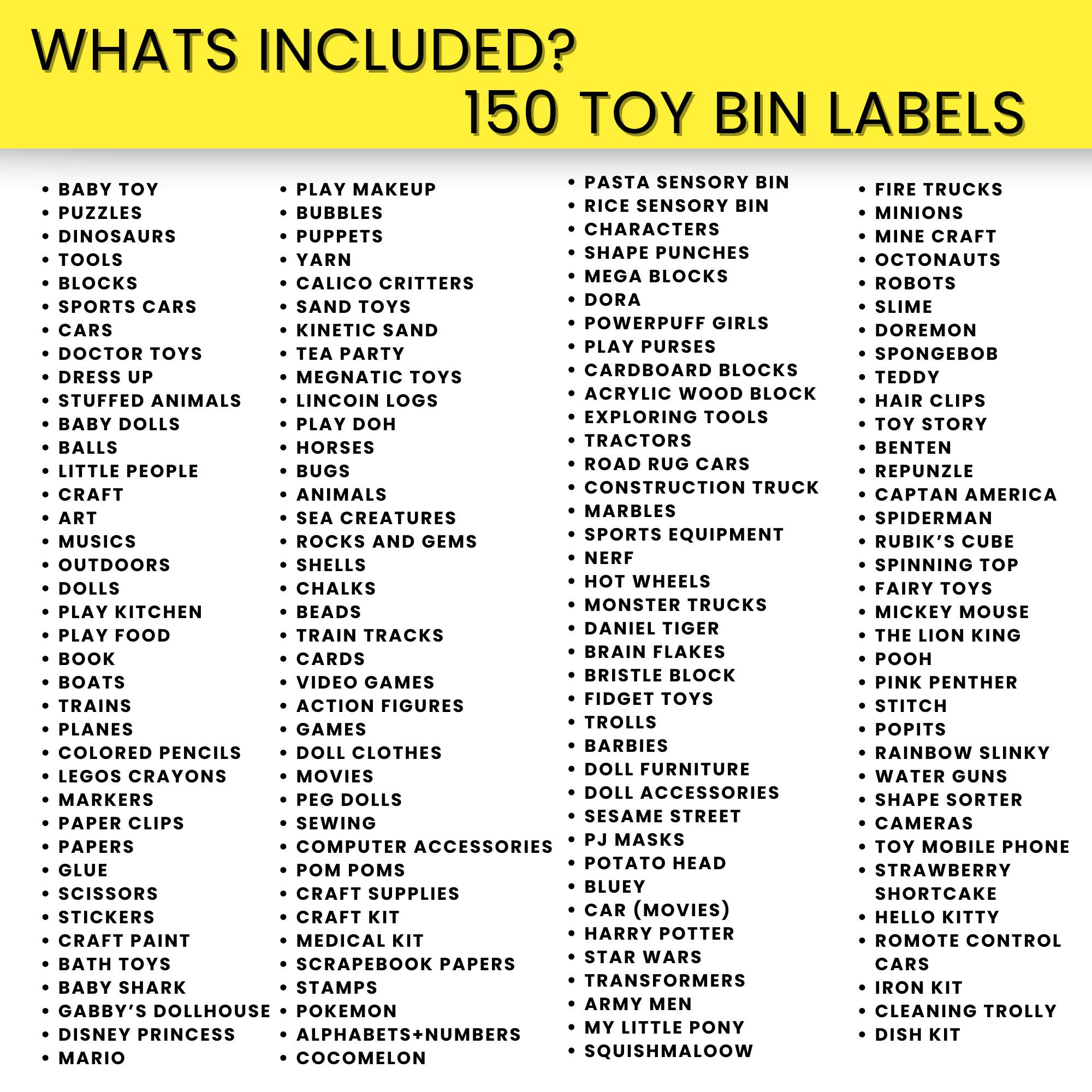 Toy Bin Labels Toy Bin Storage Labels Kids Toy Labels Playroom ...