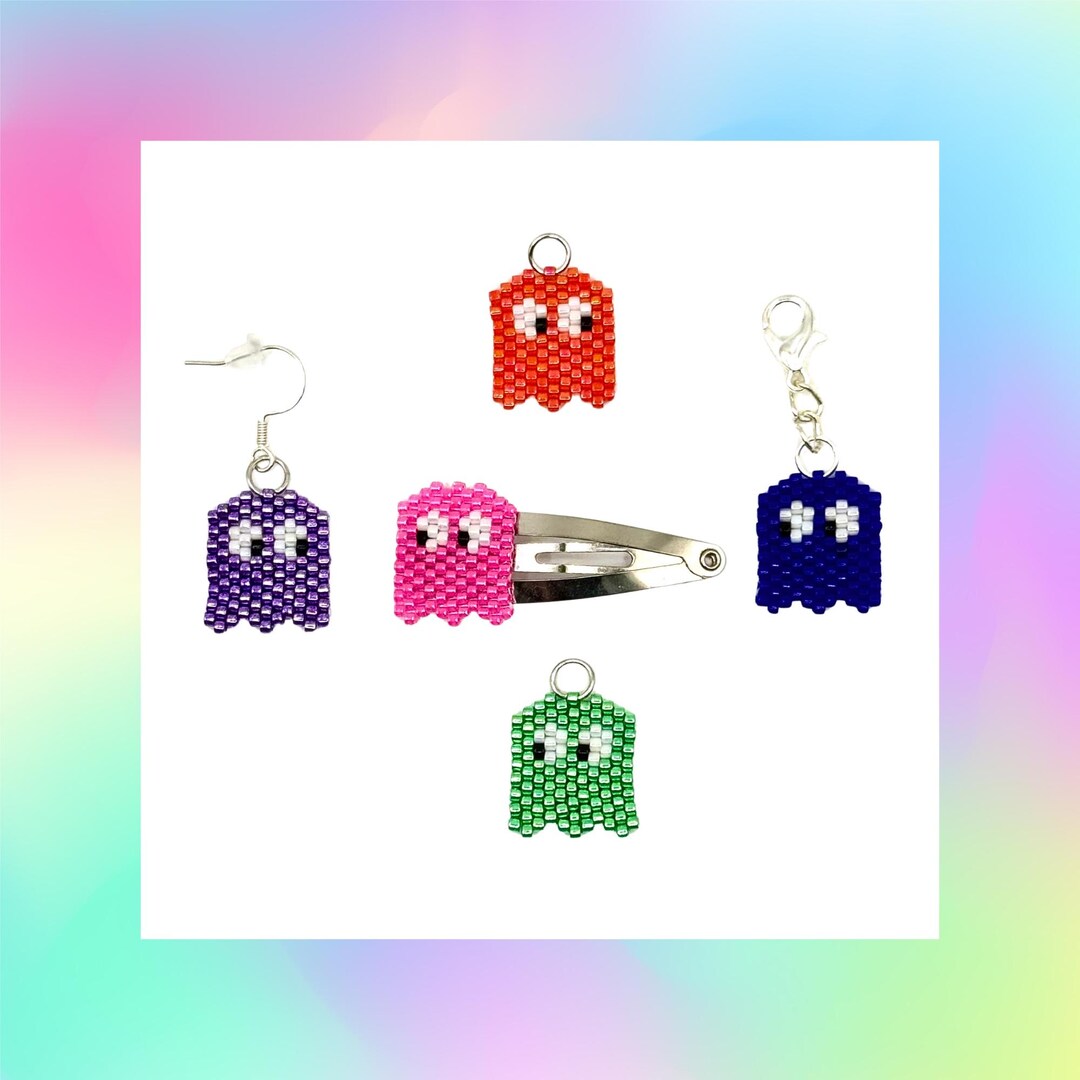 Pac-man Ghost Charms, Stitch Markers, Earrings, Necklace, Zipper Pull ...