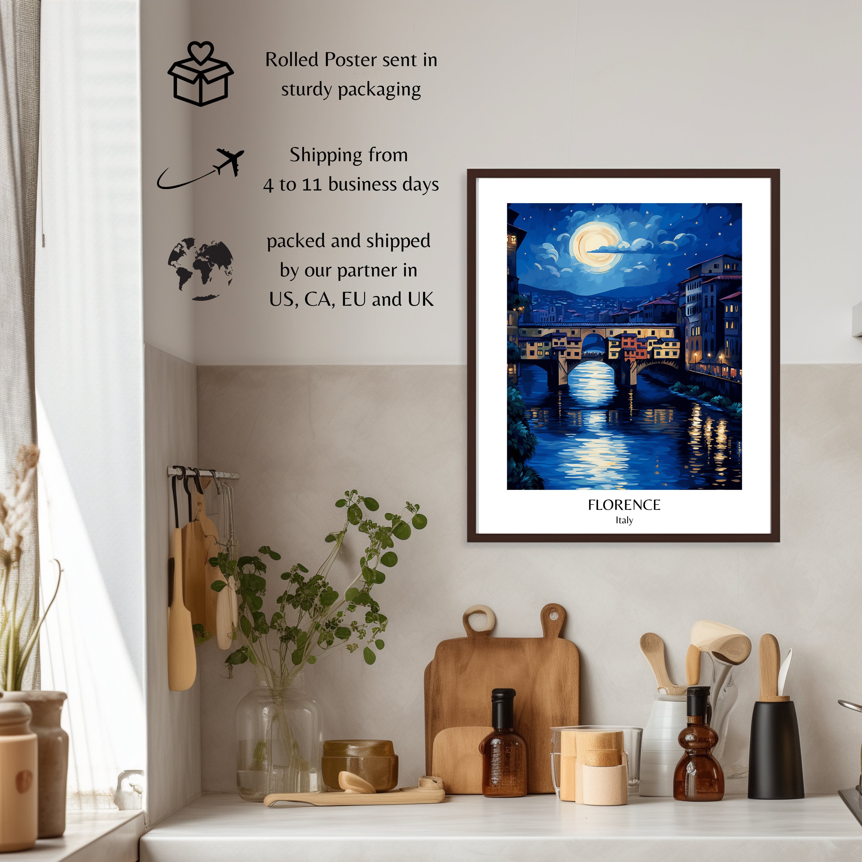 Florence Poster Italy Lifestyle Poster Tuscany Poster Florence Ponte ...