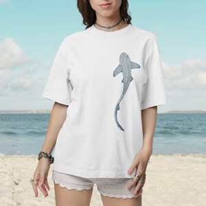 Nurse Shark Unisex Tshirt, Front and Back Printed Blue Abstract Line ...