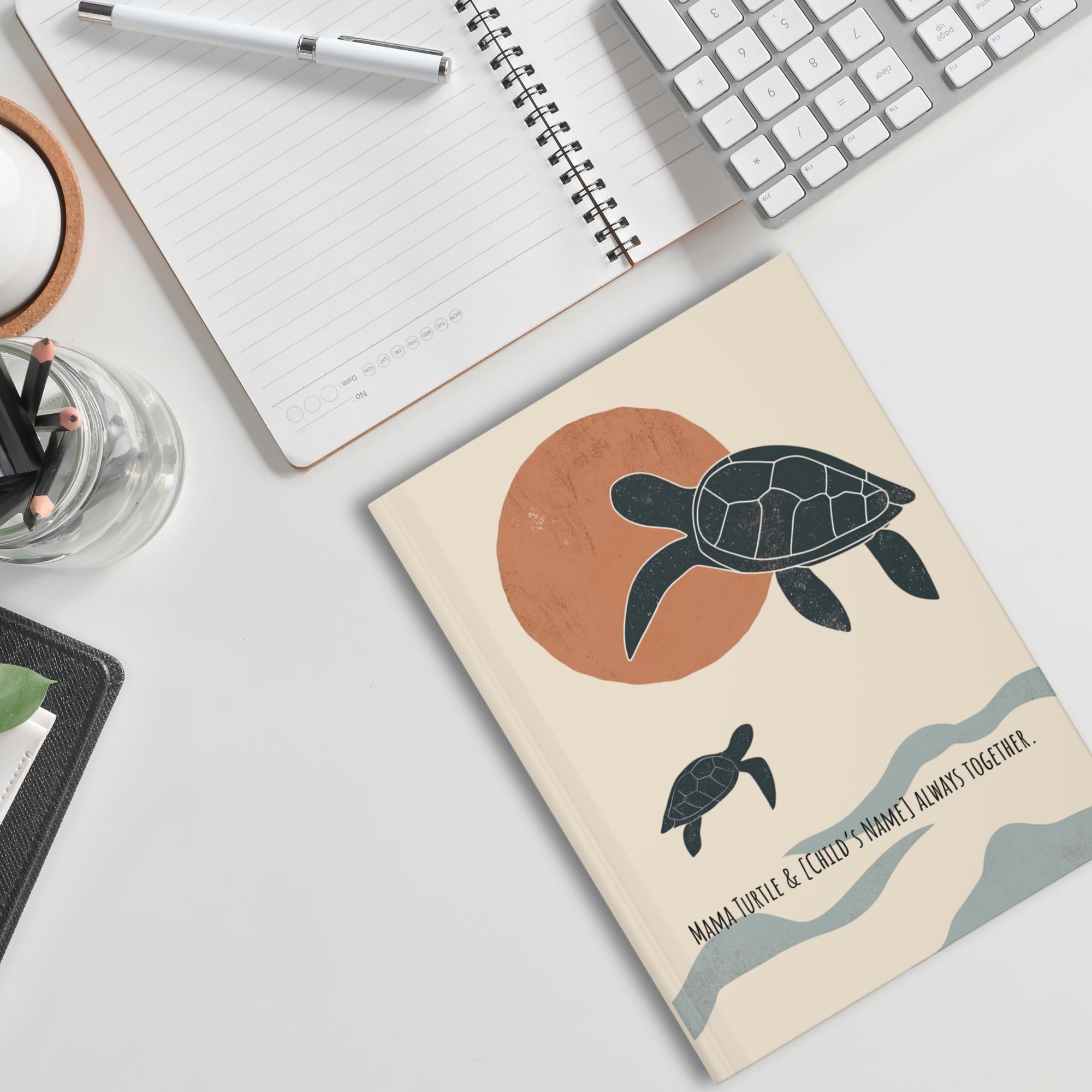 Custom Mama and Baby Sea Turtle Hardcover Notebook, Mother's Day Gift ...
