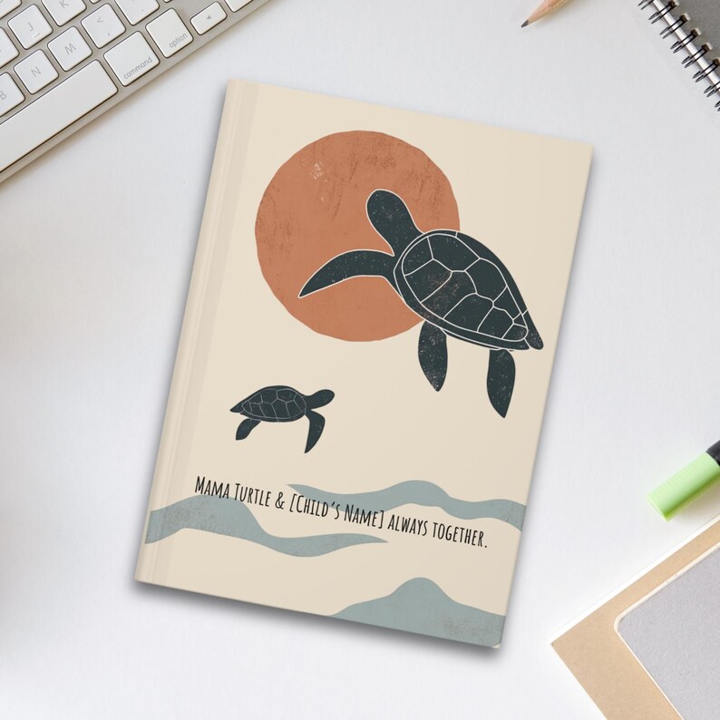Custom Mama and Baby Sea Turtle Hardcover Notebook, Mother's Day Gift ...