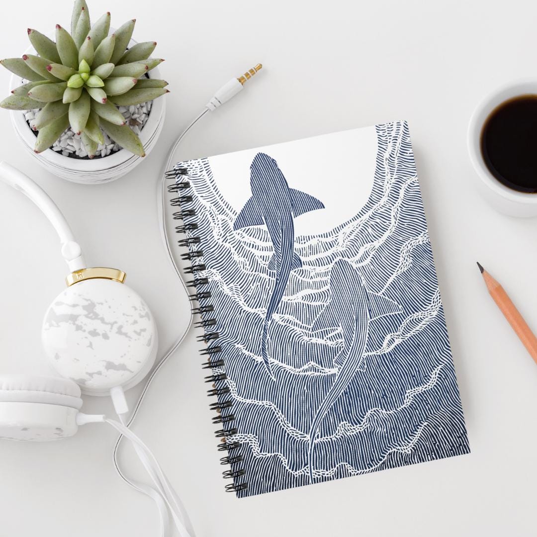 Two Shark in the Moonlight, A Way Together Spiral Notebook, Ruled Line ...