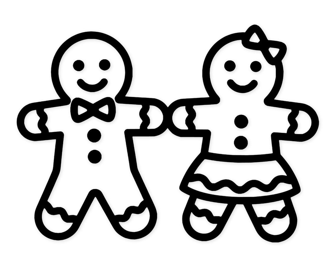 Gingerbread Couple Variation Svg Png: Cut Ready Digital Design for ...