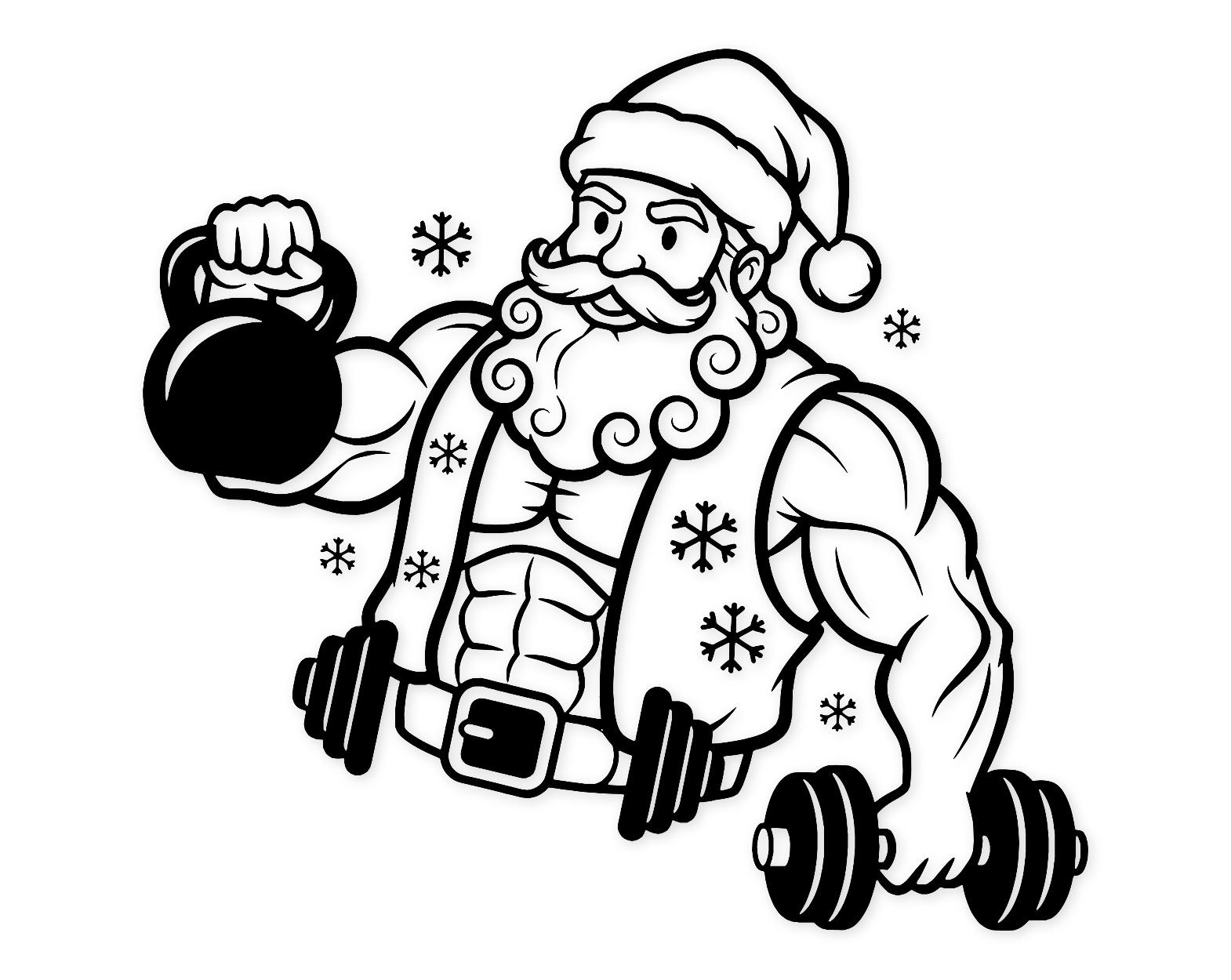 Flexing Santa Svg Png: Bold Outline Design for Fitness Gifts - Etsy UK