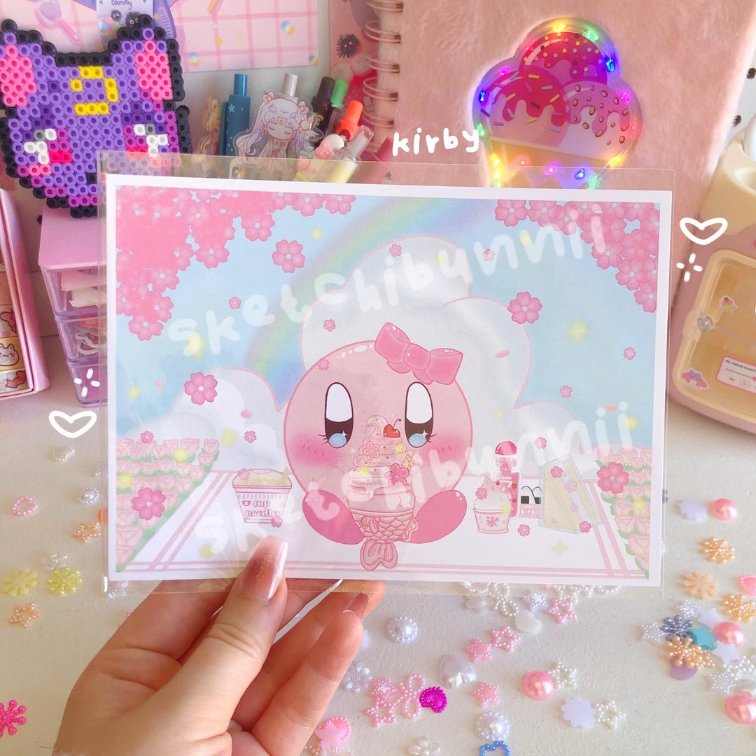 Kawaii Sakura Mini Art Print Sakura Festival, Kirby - Etsy