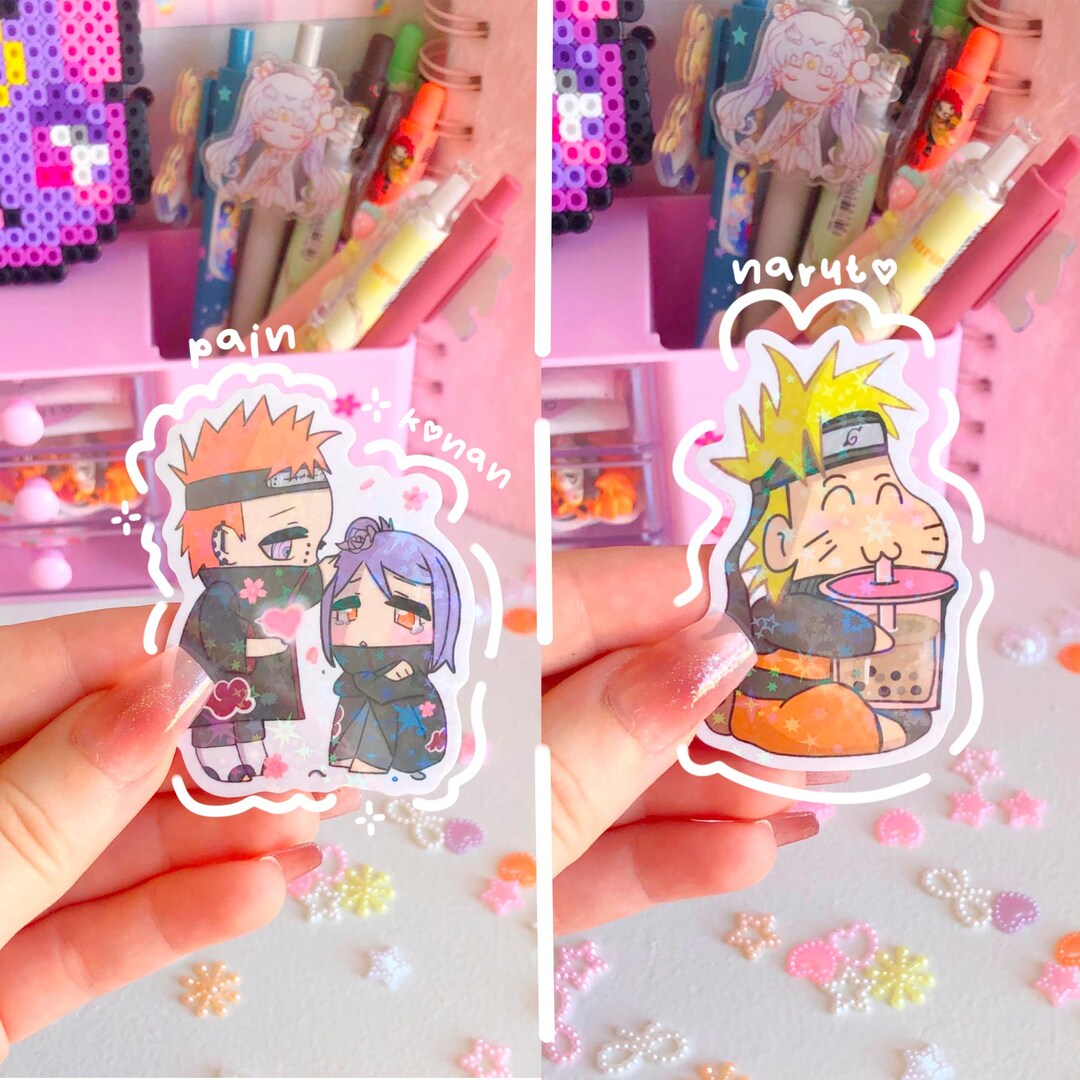 Kawaii Naruto Holographic Vinyl Stickers Naruto, Pain, Konan, Akatsuki ...