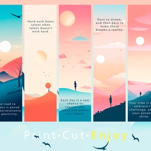 30 Motivational Quotes Bookmark Designs, Bookmark Set, Separate PNG ...