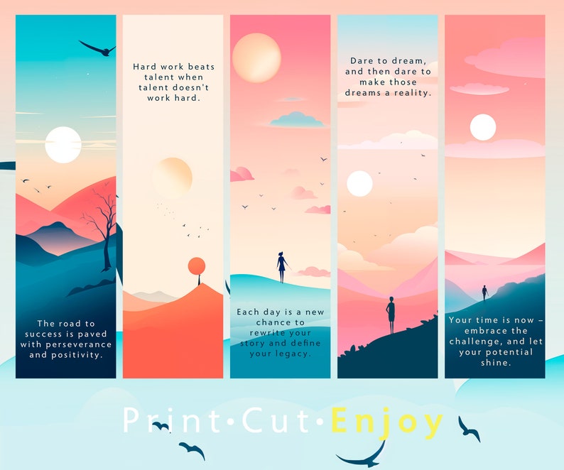 30 Motivational Quotes Bookmark Designs, Bookmark Set, Separate PNG ...