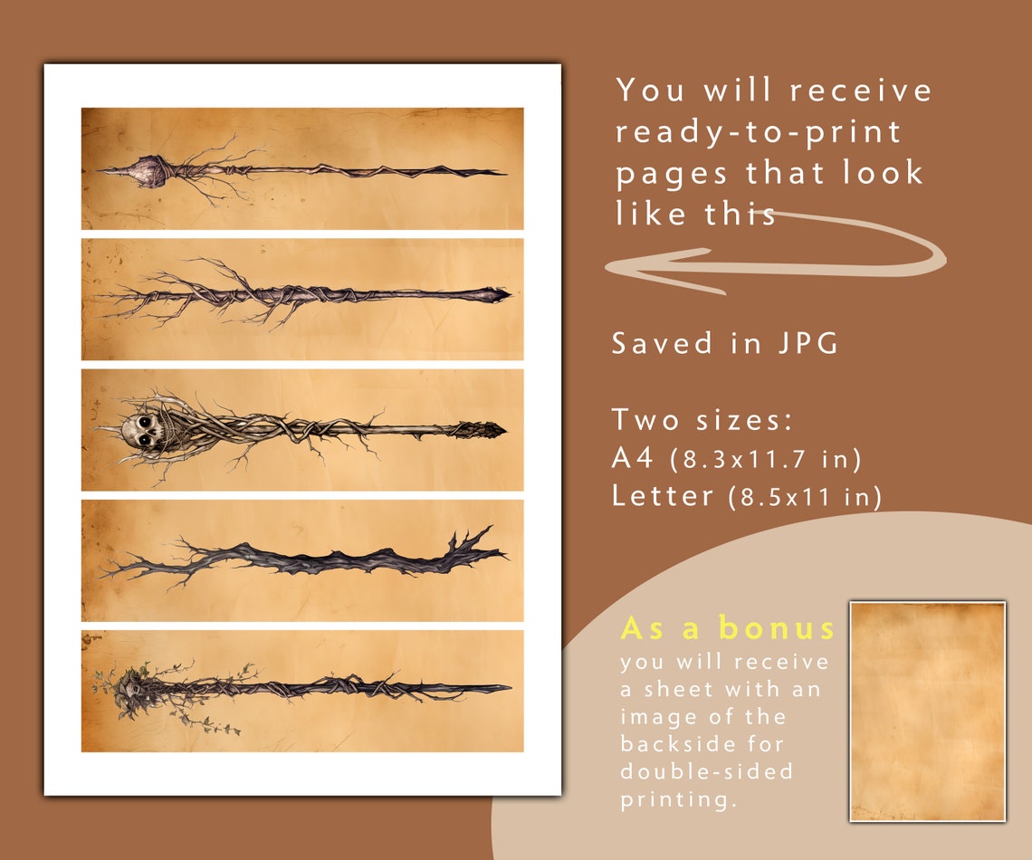 10 Evil Magic Wands Bookmark Printable Designs, Digital Download ...