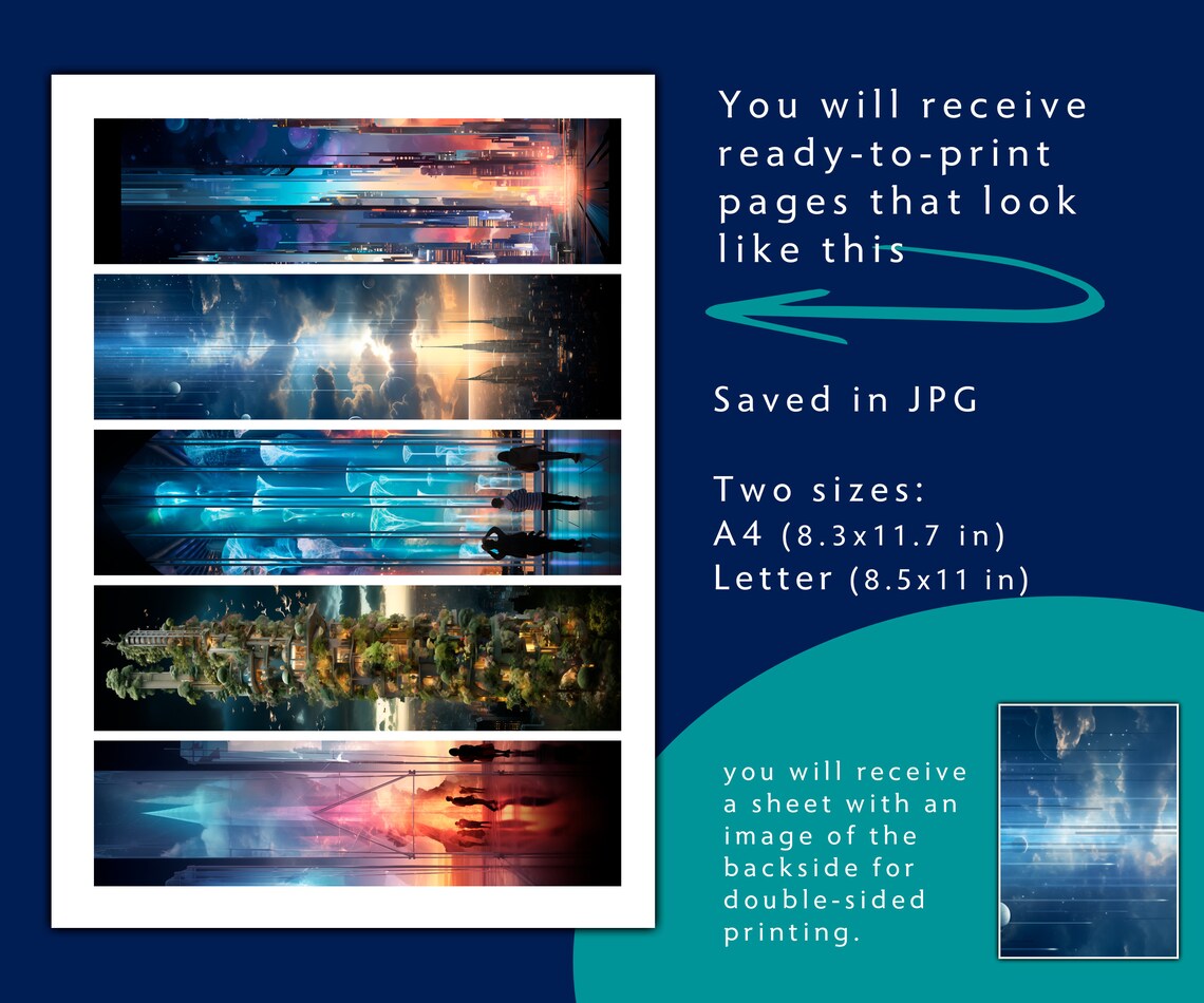 10 Futuristic Cities Bookmark Designs, Digital Download Bookmark JPG ...