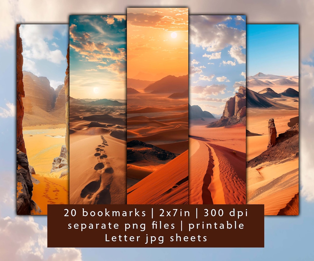 20 Desert Bookmark Designs, Bookmark Set JPG, Printable Friend Gift ...