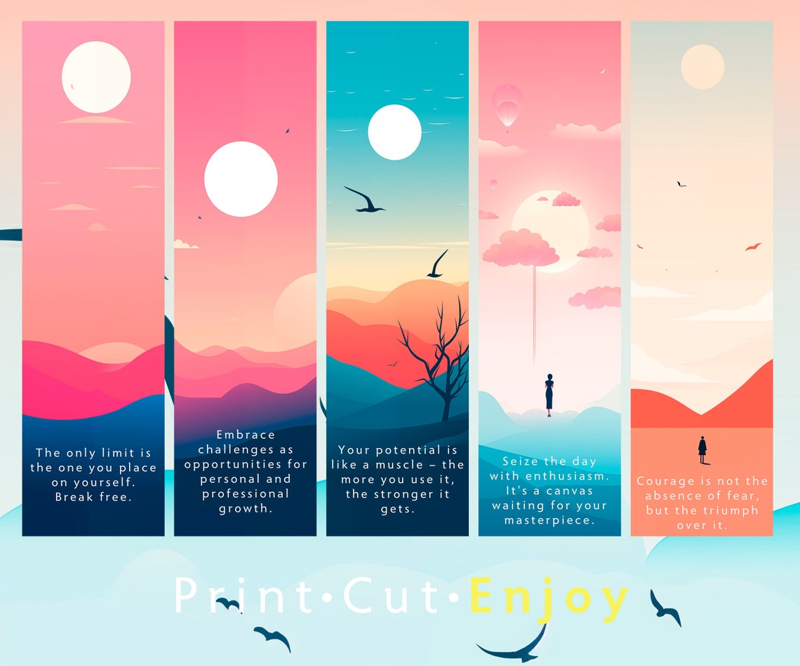 30 Motivational Quotes Bookmark Designs, Bookmark Set, Separate PNG ...