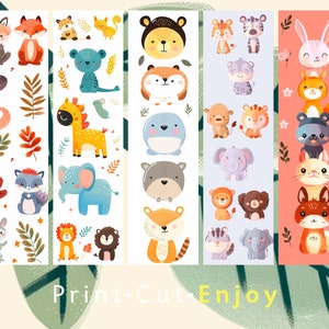 25 Cute Animals Bookmark Designs, Bookmark Set JPG, Printable Friend ...