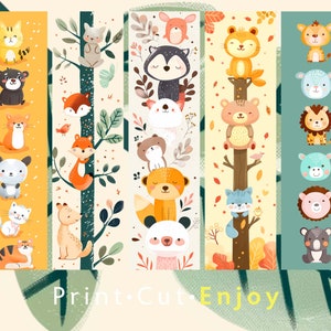 25 Cute Animals Bookmark Designs, Bookmark Set JPG, Printable Friend ...