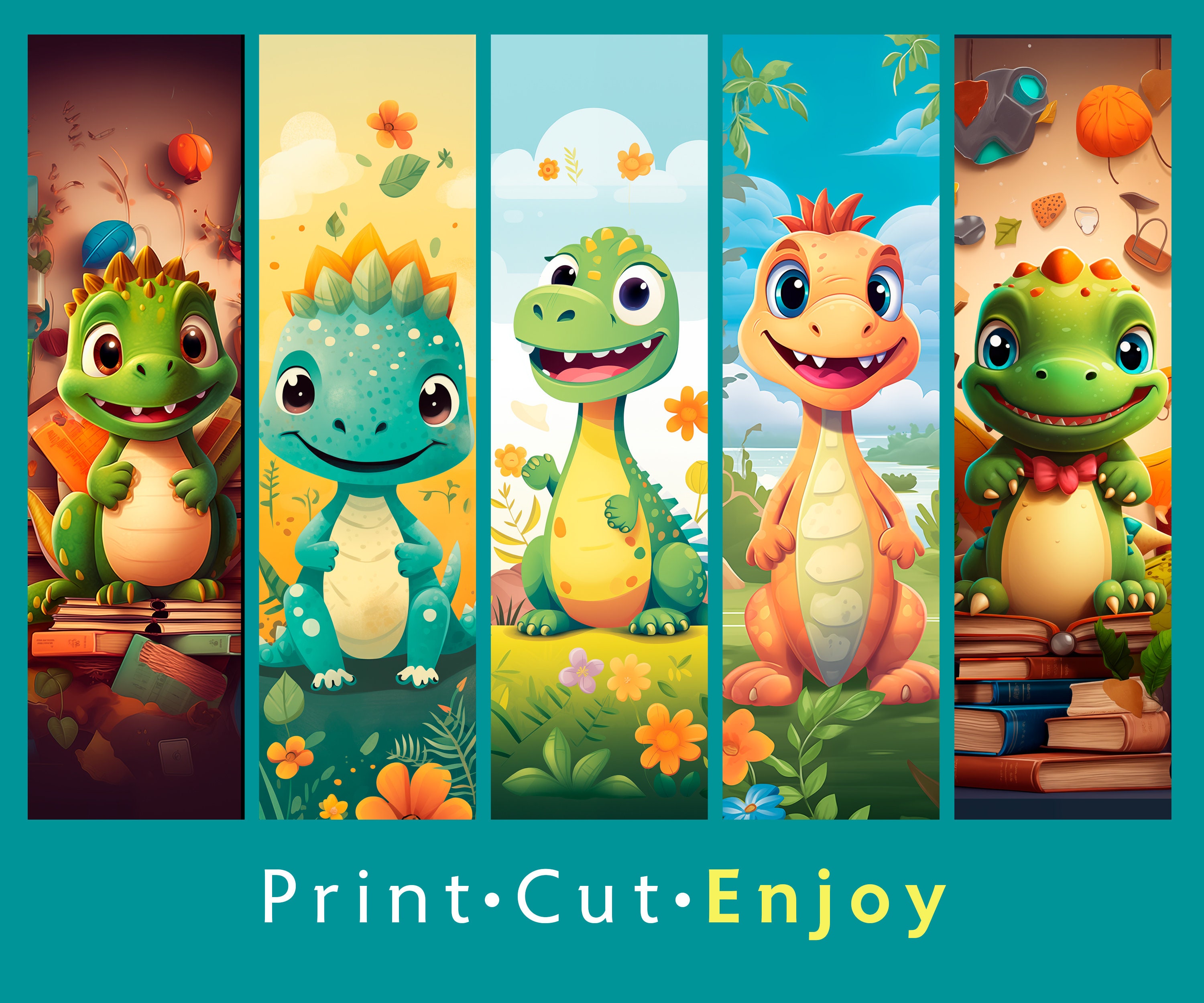 10 Cute Dinosaurs Bookmark Designs, Unique Bookmarks for Kids, Bookmark ...