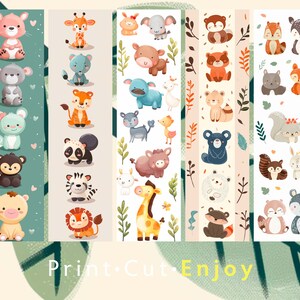25 Cute Animals Bookmark Designs, Bookmark Set JPG, Printable Friend ...