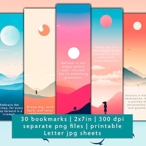 30 Motivational Quotes Bookmark Designs, Bookmark Set, Separate PNG ...