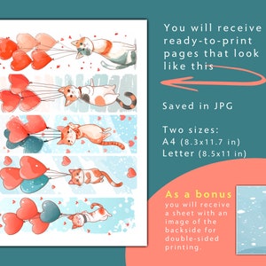 10 Cute Watercolor Cats Bookmark Designs, Valentine's Day Bookmarks ...