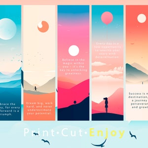30 Motivational Quotes Bookmark Designs, Bookmark Set, Separate PNG ...
