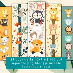 Cute Animal Bookmarks Set, Printable Bookmark Designs (JPG) - Etsy