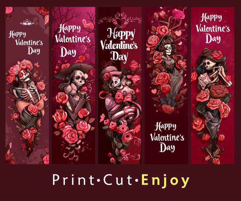 10 Santa Muerte Valentine's Day Bookmark Designs, Digital Download ...