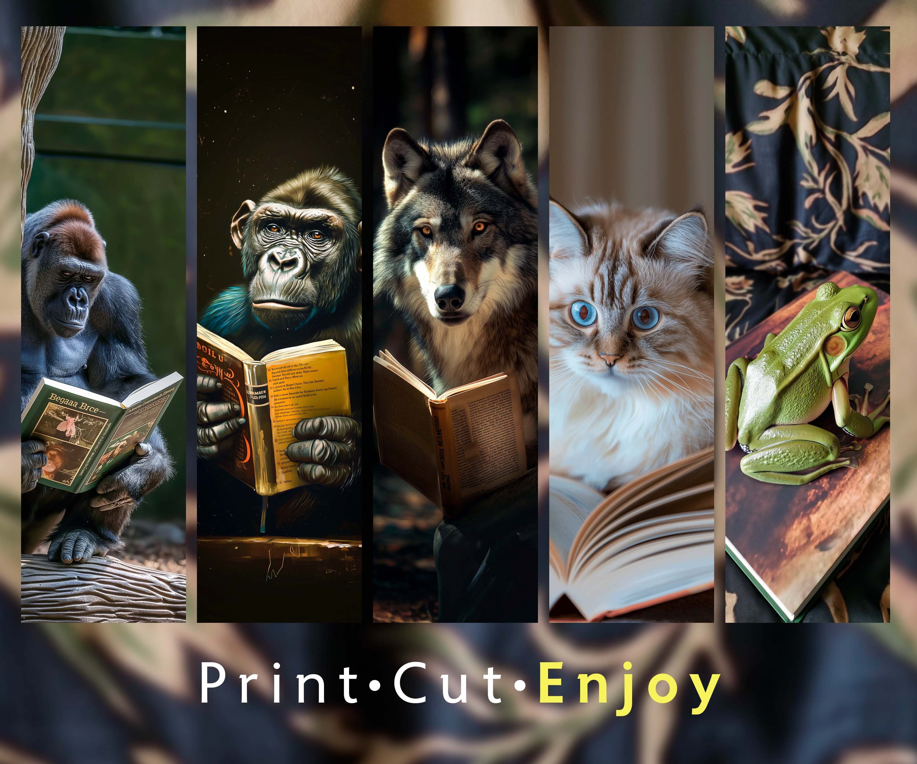 Cute Animals Reading Bookmark Set, Printable Book Lover Gift (JPG, PNG ...