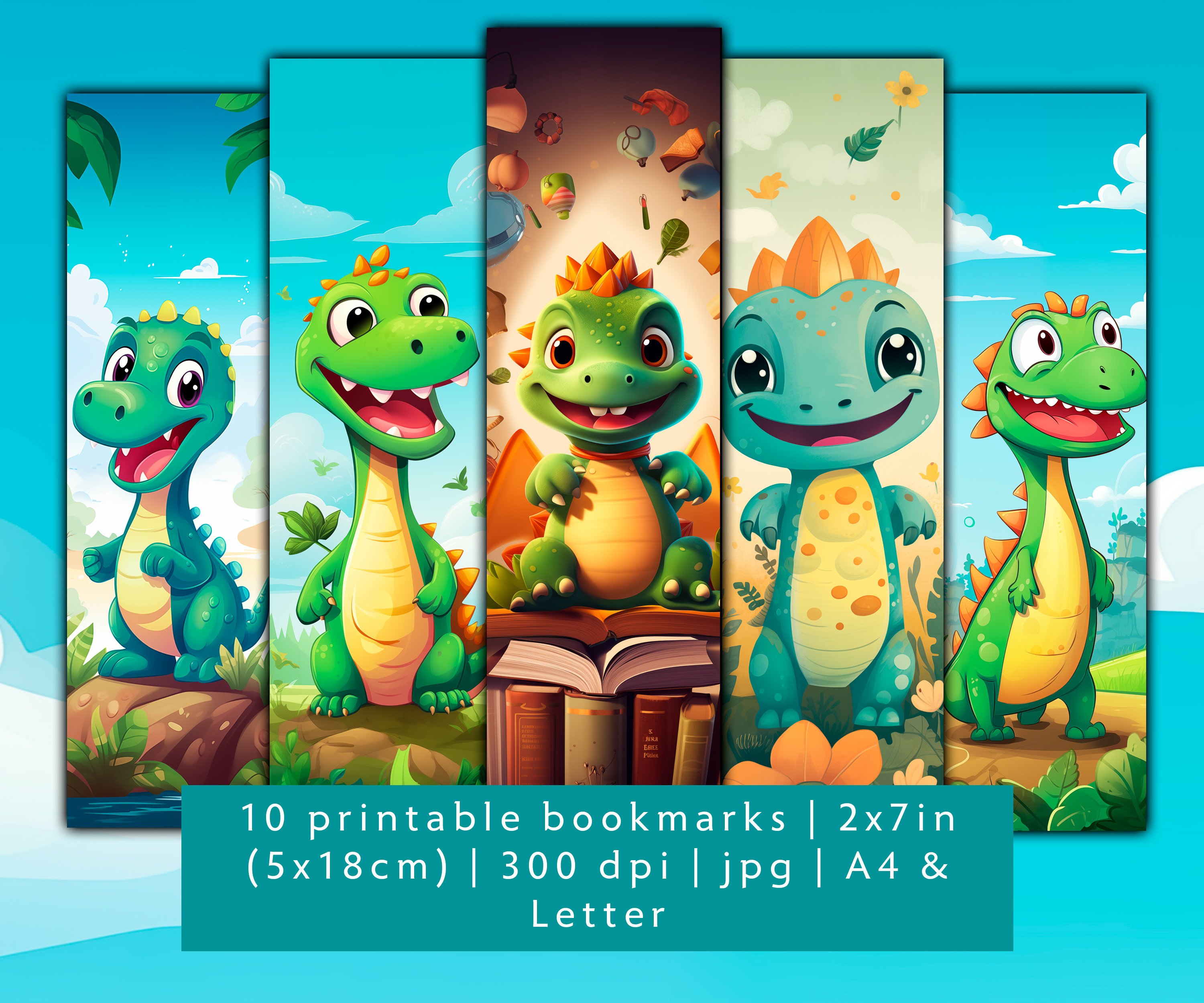 10 Cute Dinosaurs Bookmark Designs, Unique Bookmarks for Kids, Bookmark ...