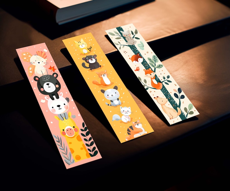 25 Cute Animals Bookmark Designs, Bookmark Set JPG, Printable Friend ...