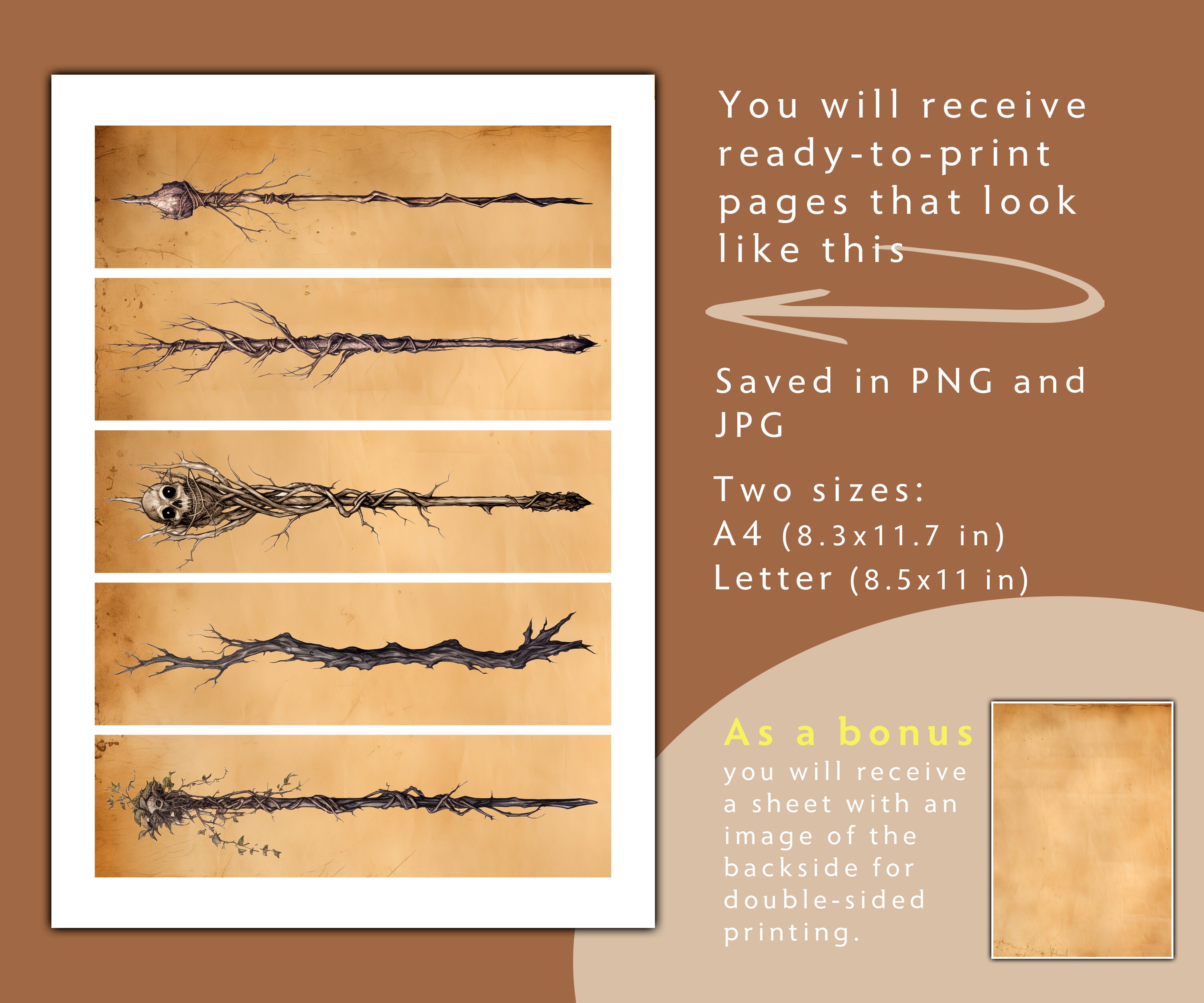 10 Evil Magic Wands Bookmark Printable Designs, Digital Download ...