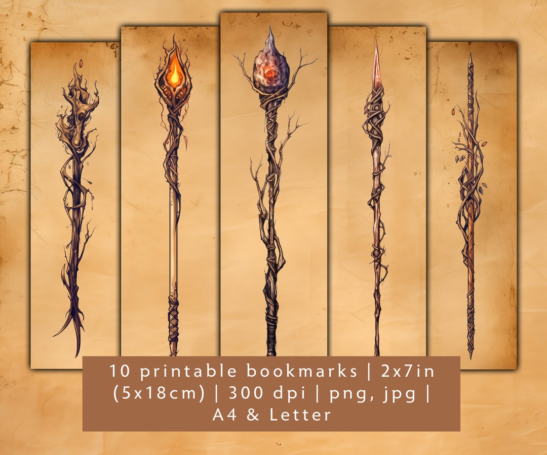 10 Evil Magic Wands Bookmark Printable Designs, Digital Download ...