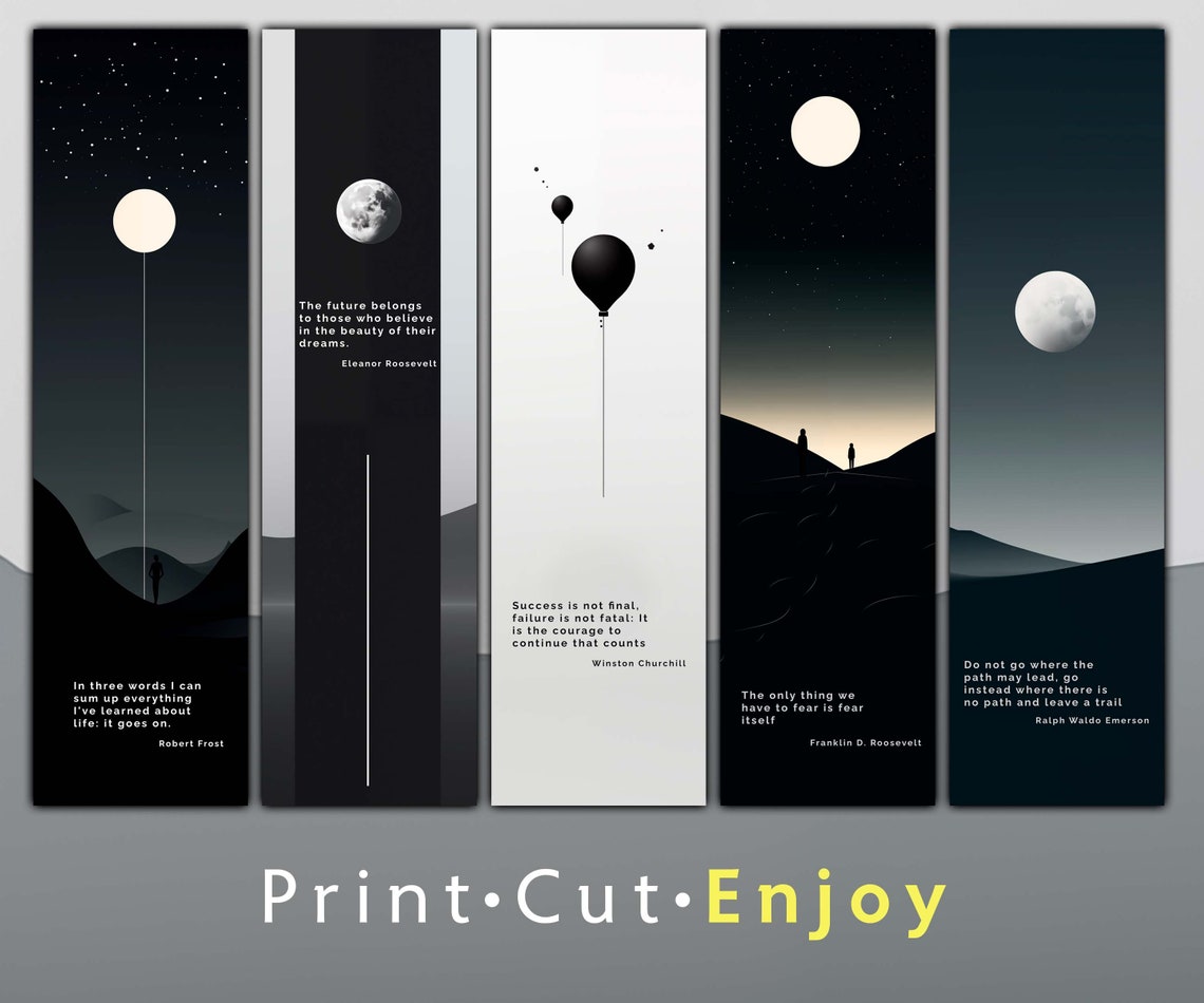20 Quotes of Famous People Bookmark Designs, Bookmark Set, Separate PNG ...