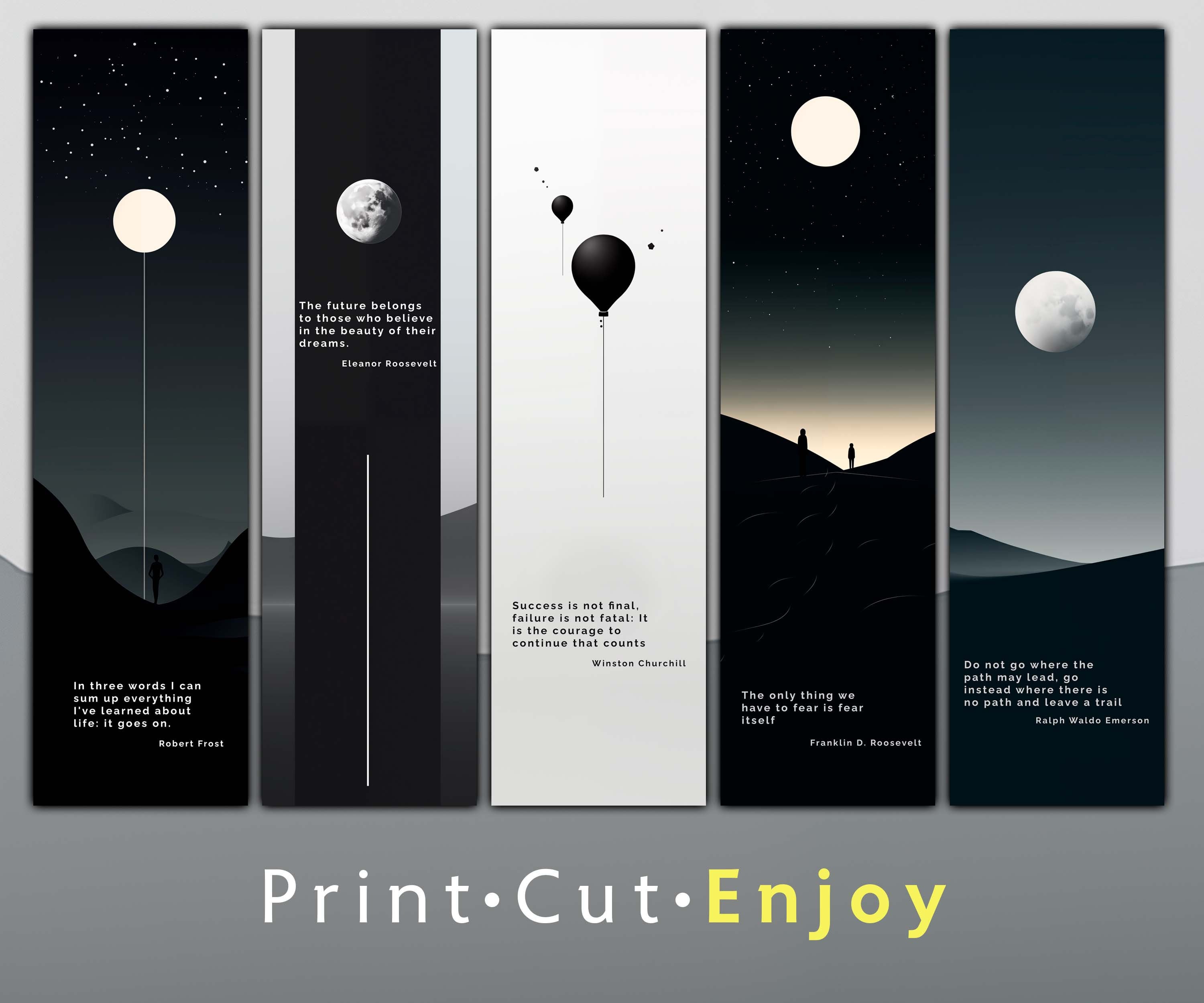 20 Quotes of Famous People Bookmark Designs, Bookmark Set, Separate PNG ...