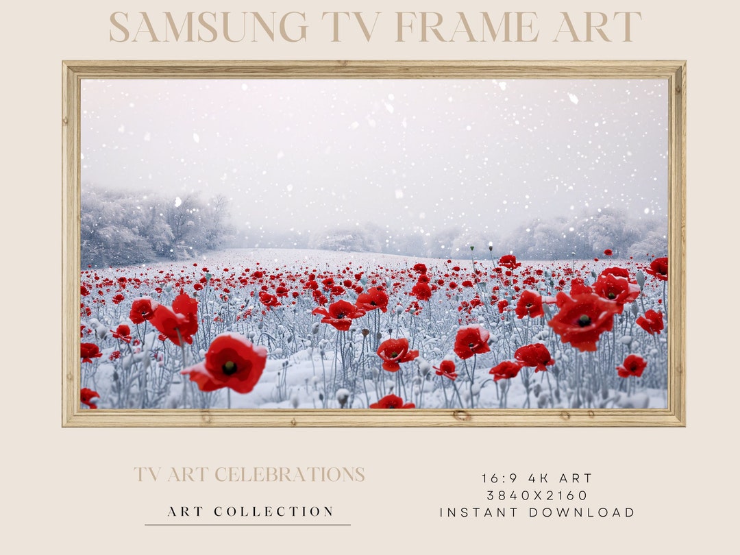 Winter Poppy Field Digital Art for Samsung TV Frame, Snowy Landscape ...