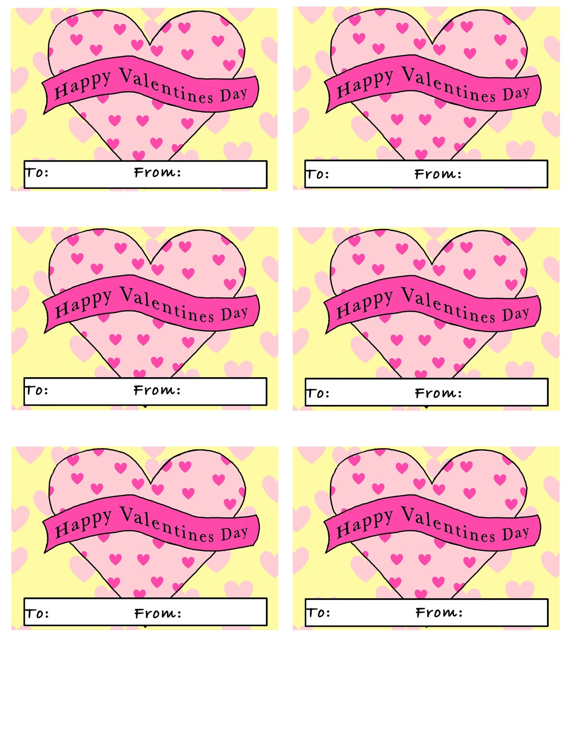 Mini Kids Valentines Cards, Girls Hearts Valentine Card Set, Childrens ...