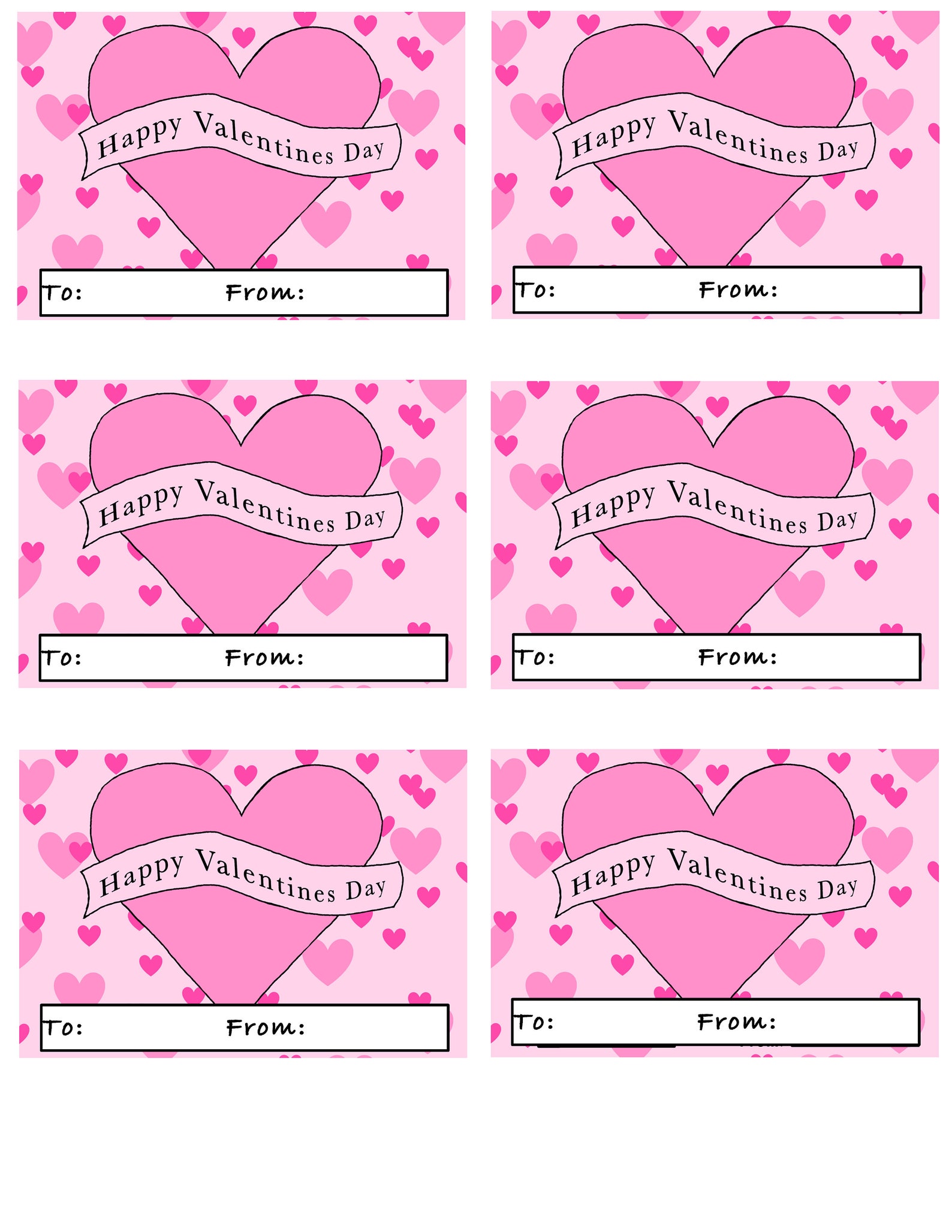 Mini Kids Valentines Cards, Girls Hearts Valentine Card Set, Childrens ...