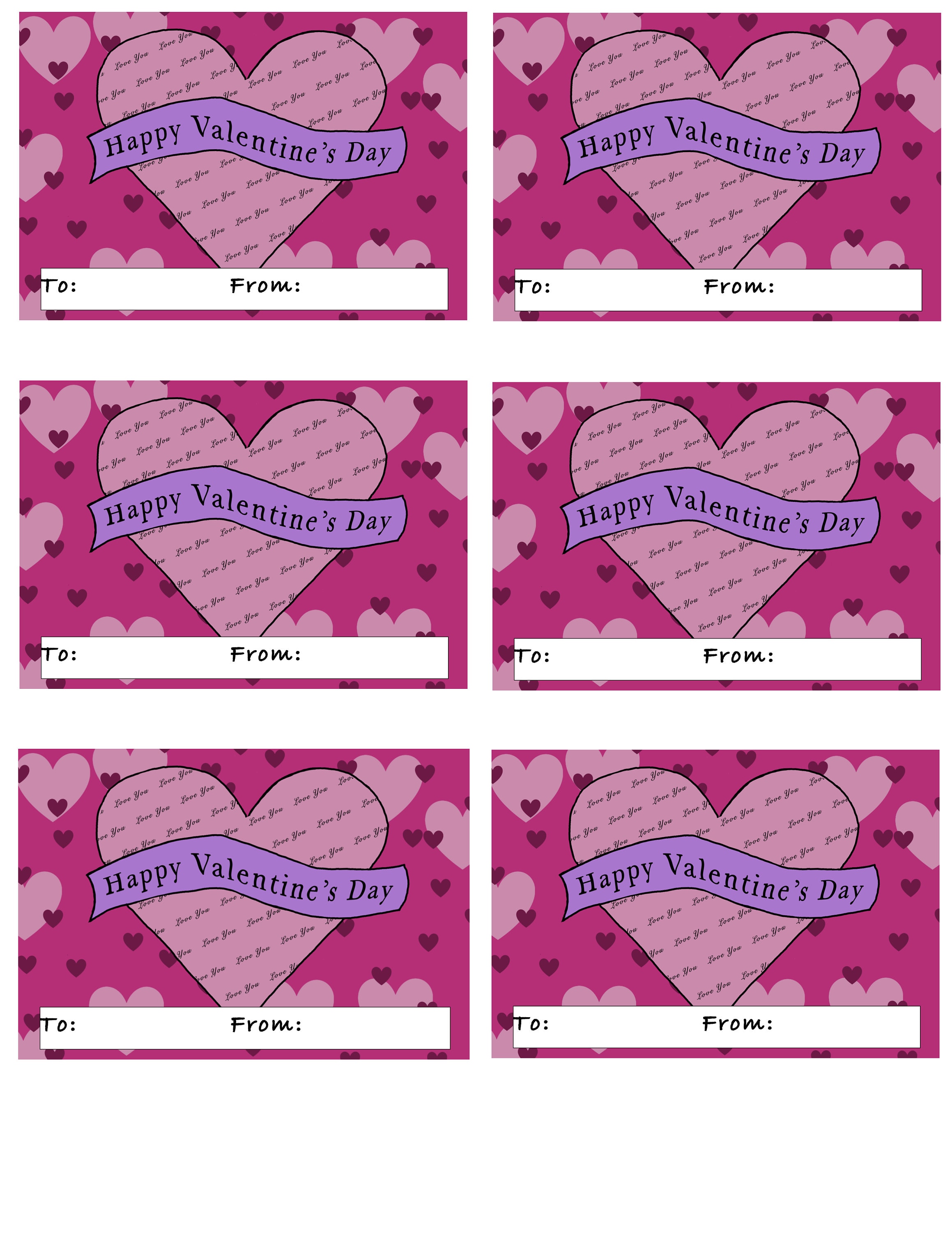 Mini Kids Valentines Cards, Girls Hearts Valentine Card Set, Childrens ...