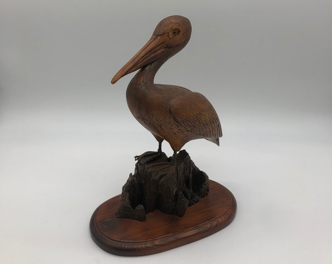 Artist Marjorie Jebavy Hand Carved Wooden Pelican on Perch - Etsy