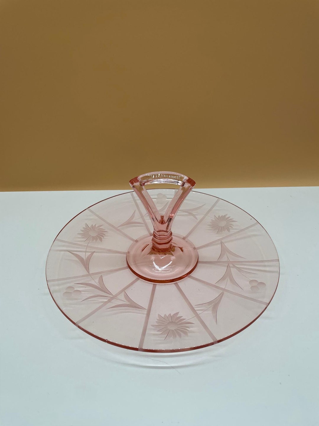 Vintage Pink Depression Glass Tidbit Tray - Etsy