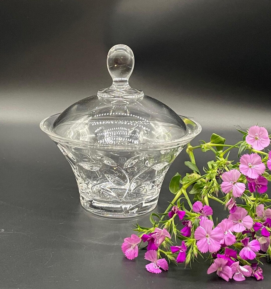 Vintage Pressed Glass Candy Dish With Lid - Etsy