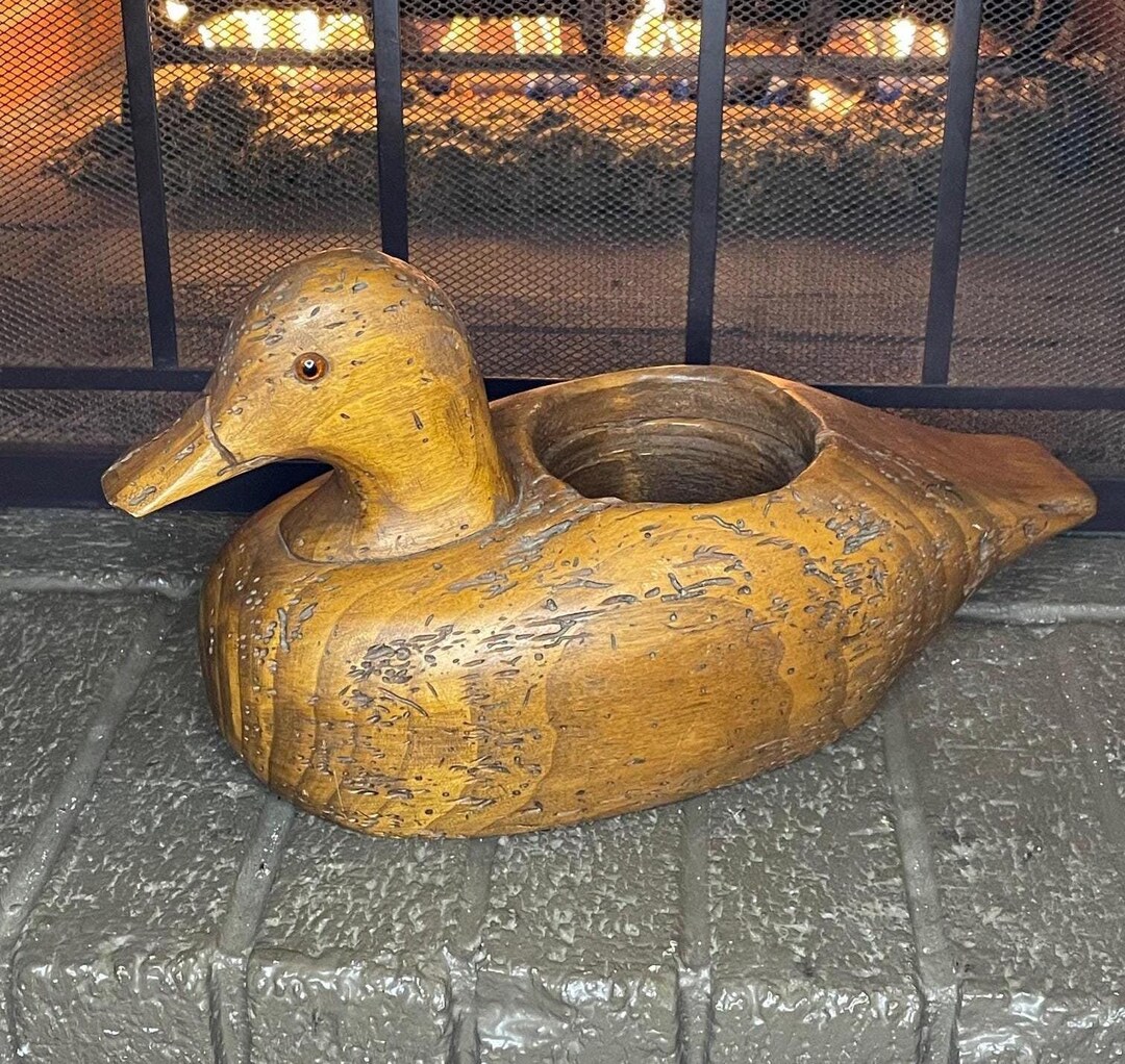 Artist Signed Hand Carved Wooden Duck Folk Art - Etsy