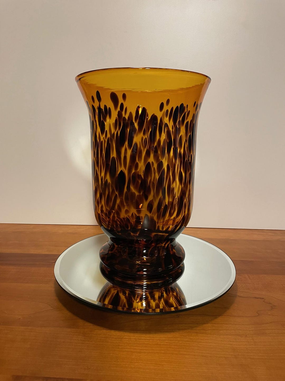 Tortoise Shell Glass Hurricane Vase/candle Holder - Etsy