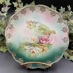 Austrian Water Lily Design Decorative Porcelain Plate With Gold Trim - Etsy