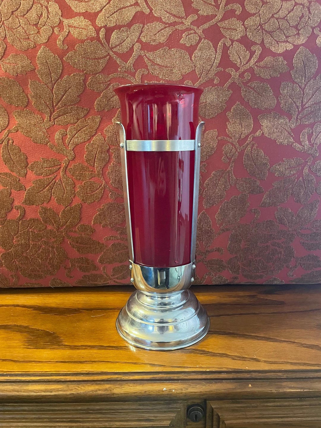 Sanctuary Lamp With Ruby Red Globe and Silver Metal Bracket - Etsy
